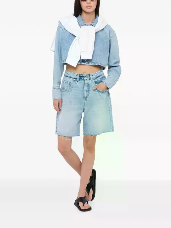 ICON DENIM LOS ANGELES Lea Frayed-hem Denim Shorts