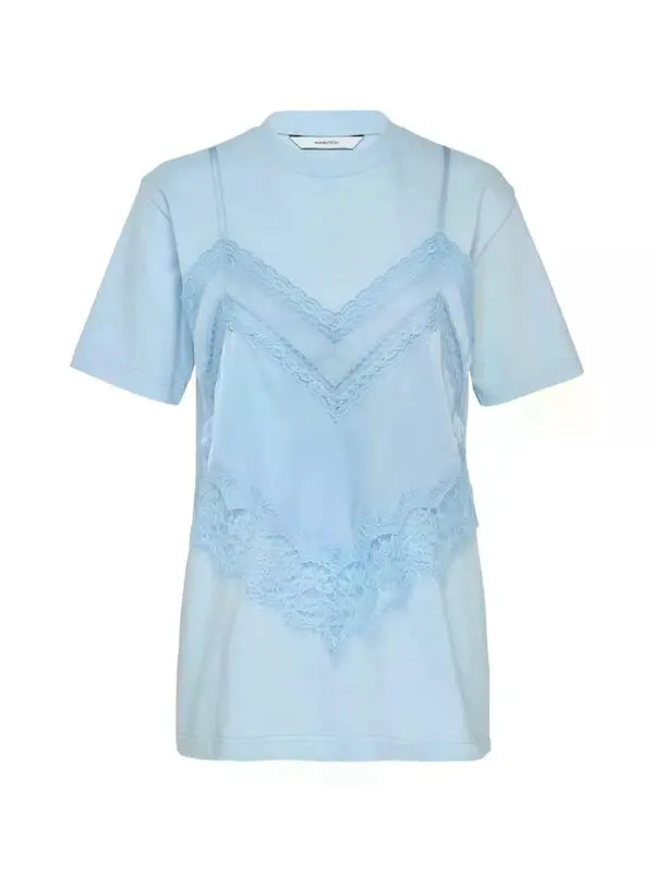 PUSHBUTTON Lace-trim Layered T-shirt