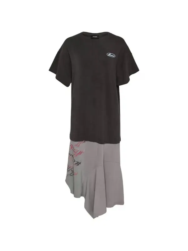 We11Done Logo-print Layered Midi Dress