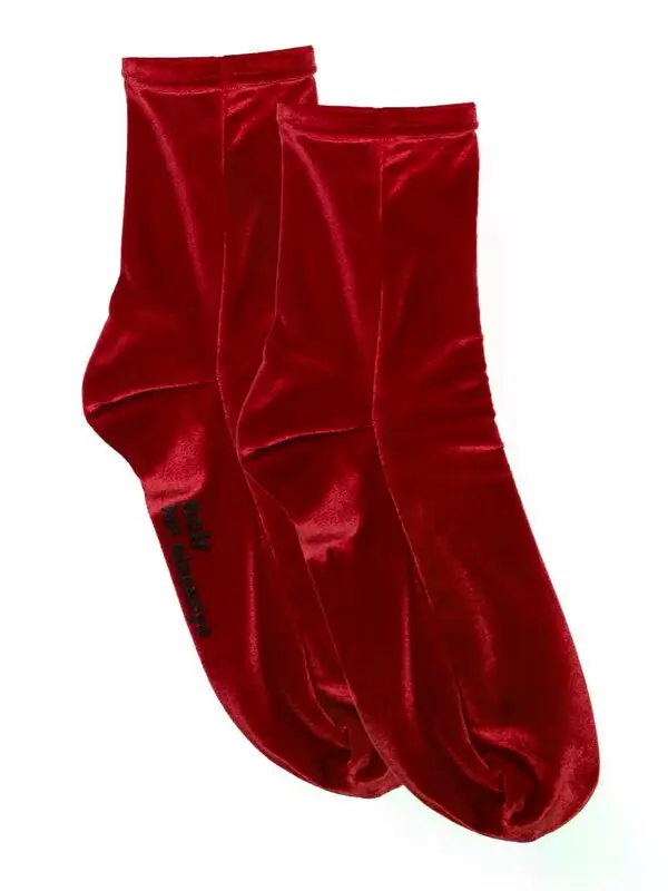 Noir Kei Ninomiya Velour Short Socks - Red
