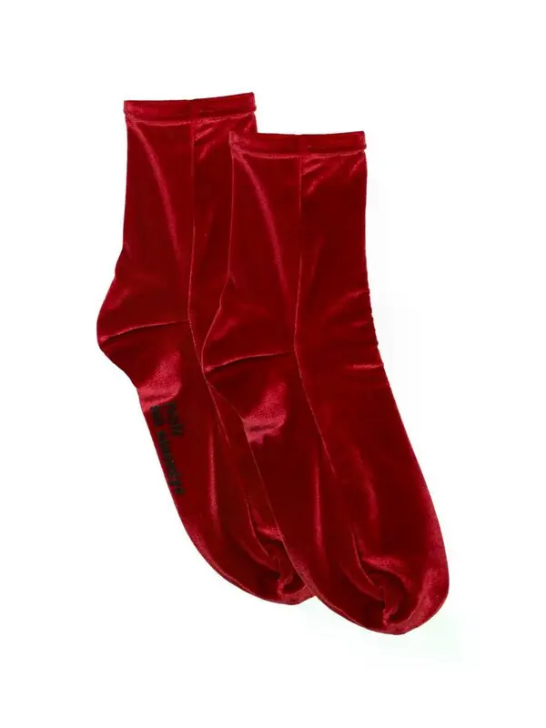 Noir Kei Ninomiya Velour Short Socks - Red