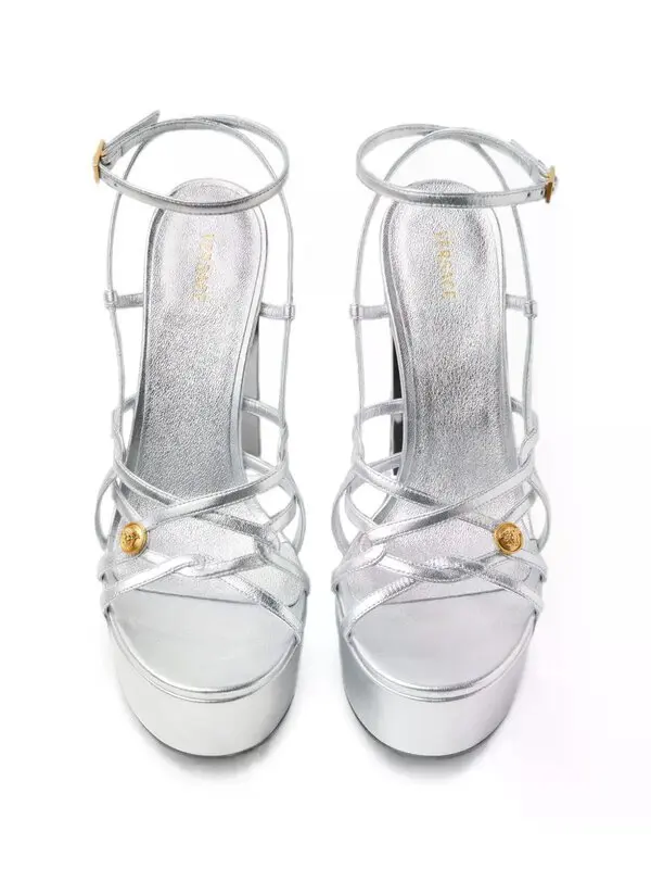 Versace Valentina Metallic Platform Sandals 140 Mm