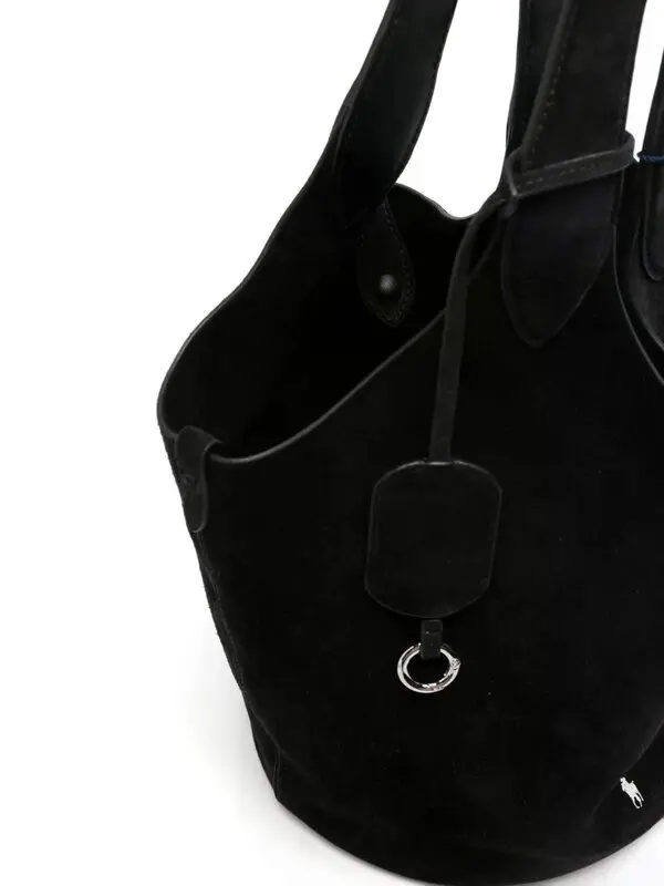 Polo Ralph Lauren Logo-embroidered Suede Tote Bag - Black