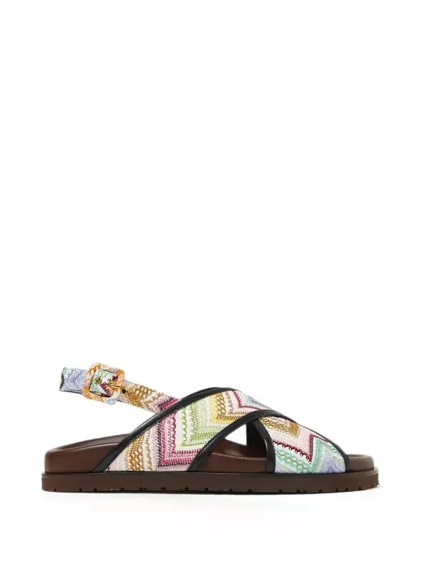 Missoni Zigzag-knit Crossover Sandals - Neutrals