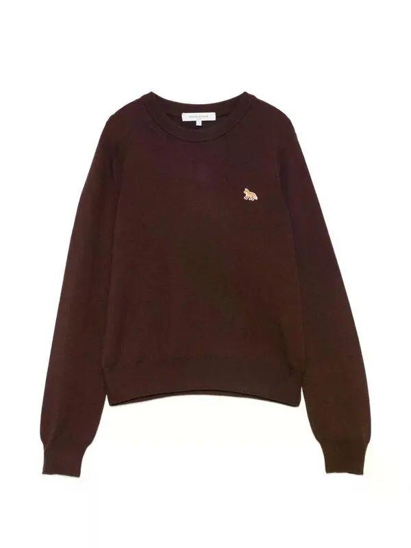Maison Kitsuné Fox-patch Crew-neck Pullover - Brown