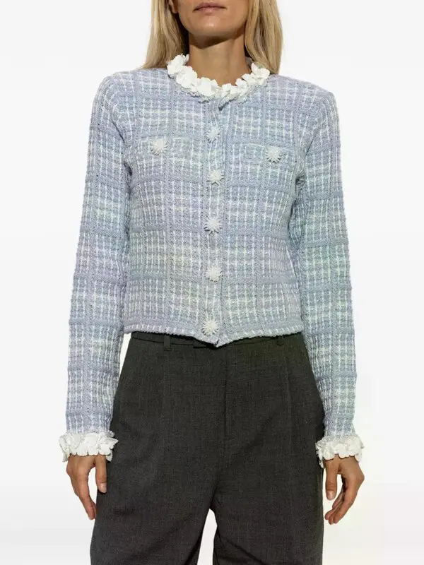 SELF-PORTRAIT Check Knit Beaded Jacket