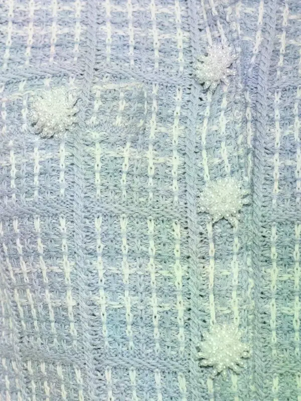 SELF-PORTRAIT Check Knit Beaded Jacket
