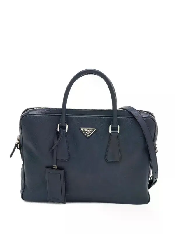 Prada Saffiano Leather Laptop Bag - Blue