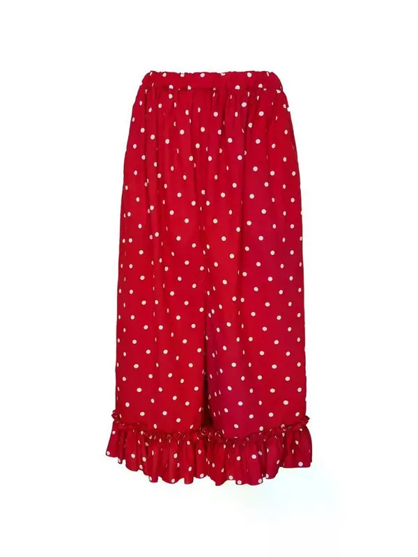 Comme Des Garçons Polka-dot Ruffled Trousers - Red