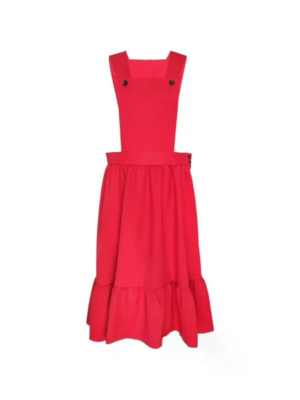 Comme Des Garçons Ruffled Pinafore Midi Dress - Red
