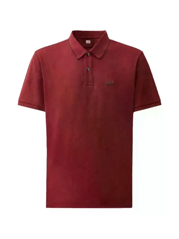 C.P. COMPANY Stretch Piquet Short-sleeve Striped-collar Polo - Red