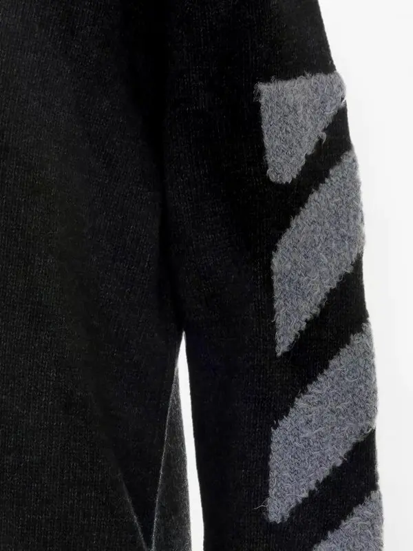 Off-White Diagonals Fuzzy Knit Crew Neck