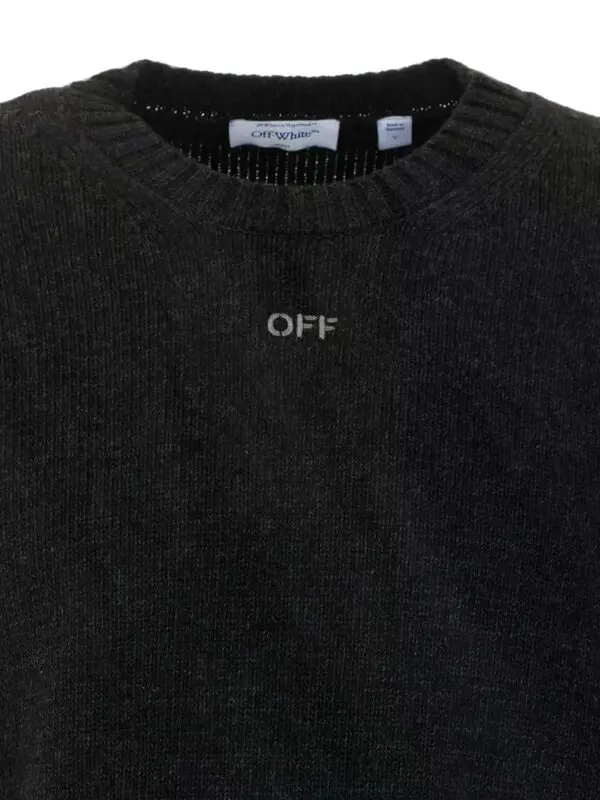 Off-White Diagonals Fuzzy Knit Crew Neck