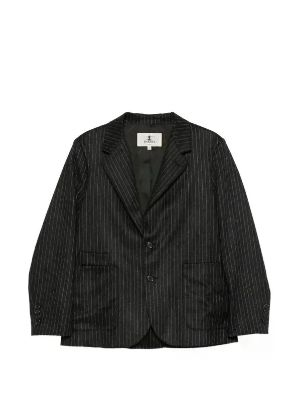 Barena Venezia Pinstripe Pattern Notched-lapels Jacket - Black