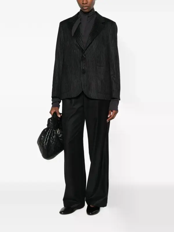 Barena Venezia Pinstripe Pattern Notched-lapels Jacket - Black