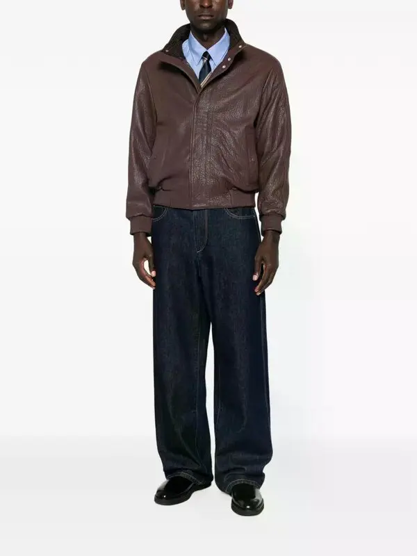 LARDINI Leather Zip-up Jacket