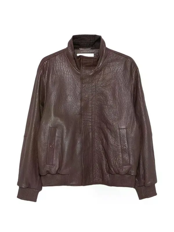 LARDINI Leather Zip-up Jacket - Red