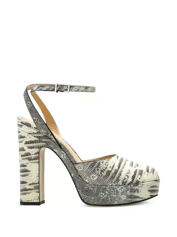 Fendi After 9 Tegu-print Calfskin Platform Sandals - Neutrals