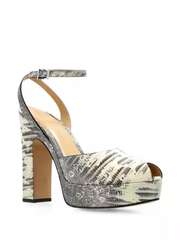 Fendi After 9 Tegu-print Calfskin Platform Sandals - Neutrals