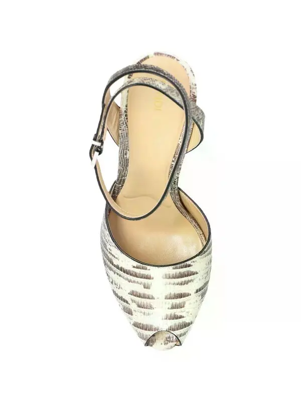 Fendi After 9 Tegu-print Calfskin Platform Sandals - Neutrals