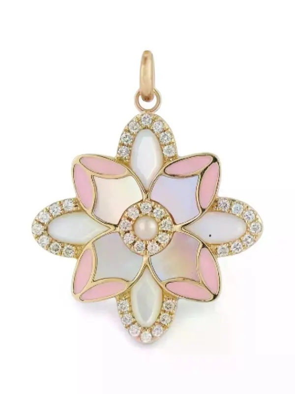 STORROW JEWELRY Diamond And Mother Of Pearl Charm - Gold