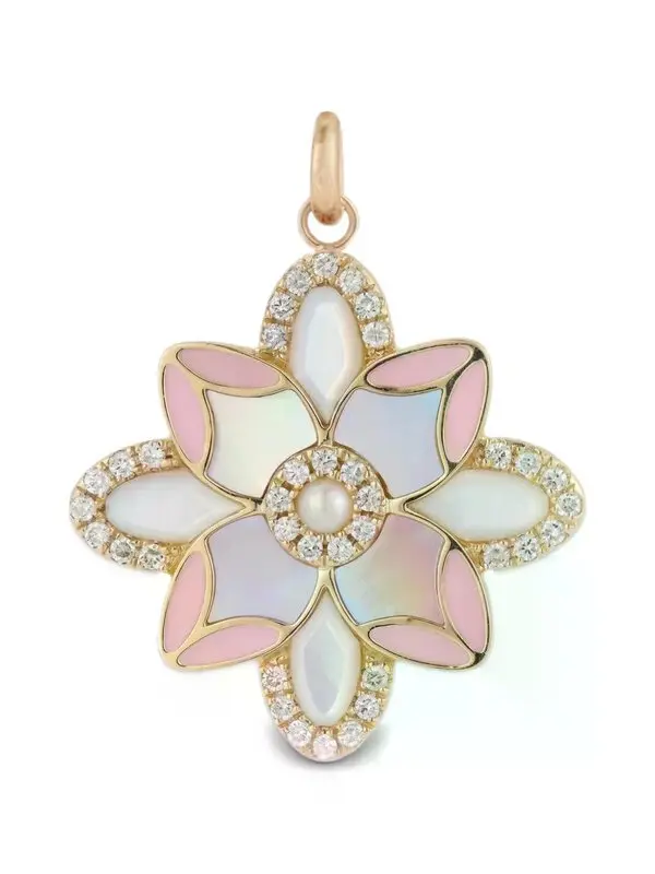 STORROW JEWELRY Diamond And Mother Of Pearl Charm - Gold