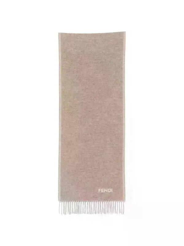 Fendi Logo-intarsia Fringed Scarf - Neutrals