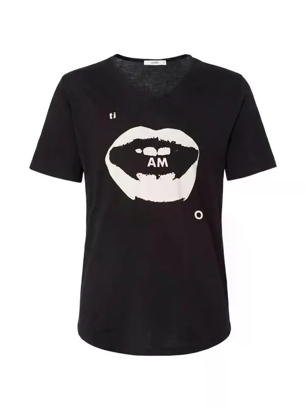 Fendi Graphic-print V-neck T-shirt