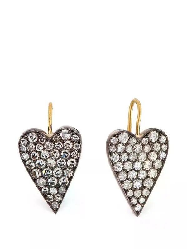 SYLVA & CIE Diamond Heart Earrings - Black