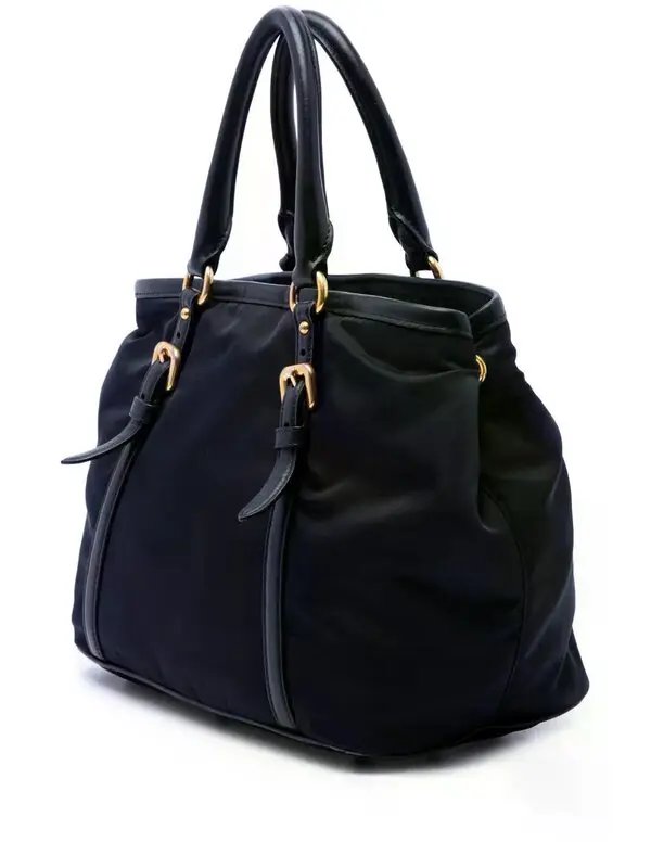 Prada Soft Calf Trimmed Tessuto Satchel