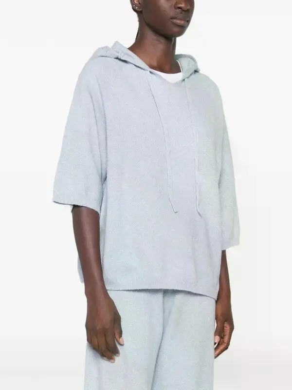 Fabiana Filippi Metallic-thread Short-sleeve Hoodie