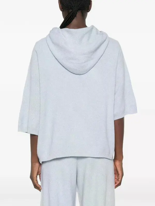 Fabiana Filippi Metallic-thread Short-sleeve Hoodie