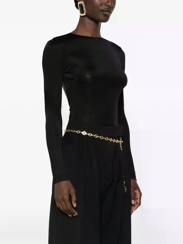 Saint Laurent Open-back Logo-pendant Bodysuit