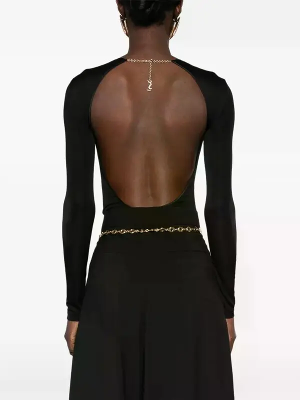 Saint Laurent Open-back Logo-pendant Bodysuit