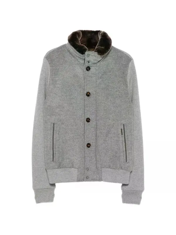 MOORER Faux-fur Collar Panelled Bomber Jacket - Grey