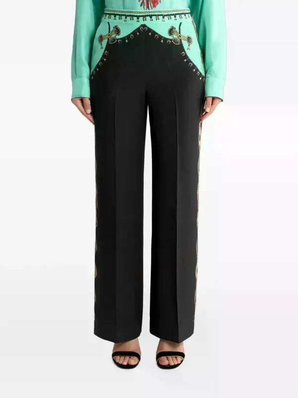 Etro Straight-leg Silk Trousers With Placed Jewellery Print