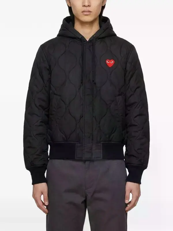Play Comme Des Garcon Quilted Heart-patch Hoodie