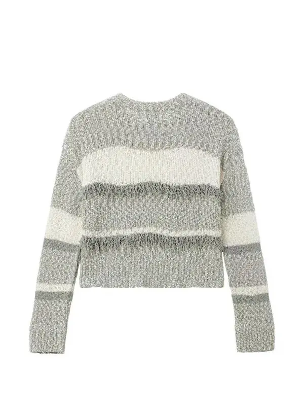 Izzue Fringe-trimmed Striped Sweater