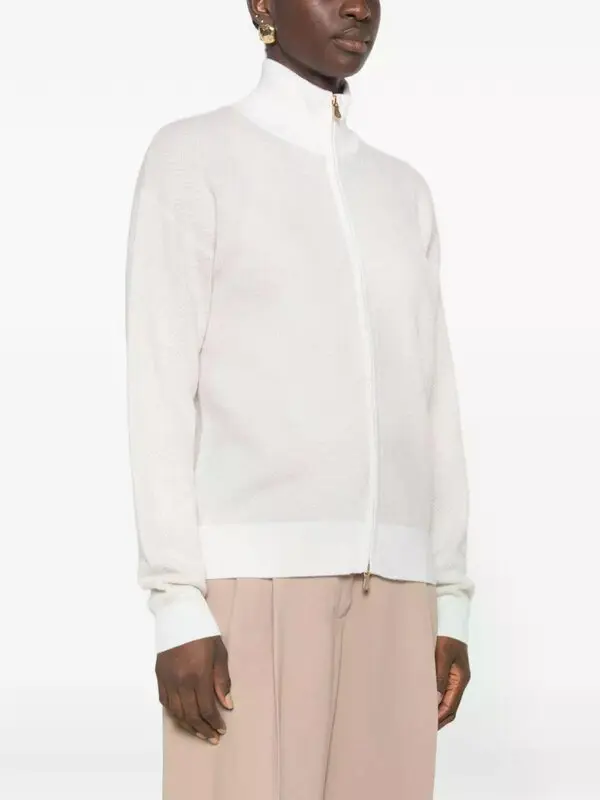 Eleventy Chevron-knit Zip-up Cardigan
