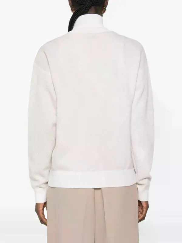 Eleventy Chevron-knit Zip-up Cardigan
