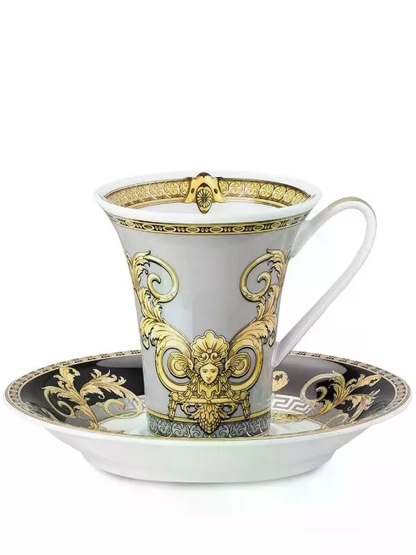 Versace Baroque-print Porcelain Espresso Set - White