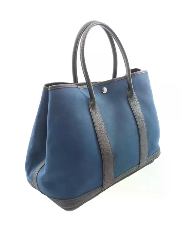 Hermès Toile Militaire And Negonda Garden Party Tote Bag - Blue
