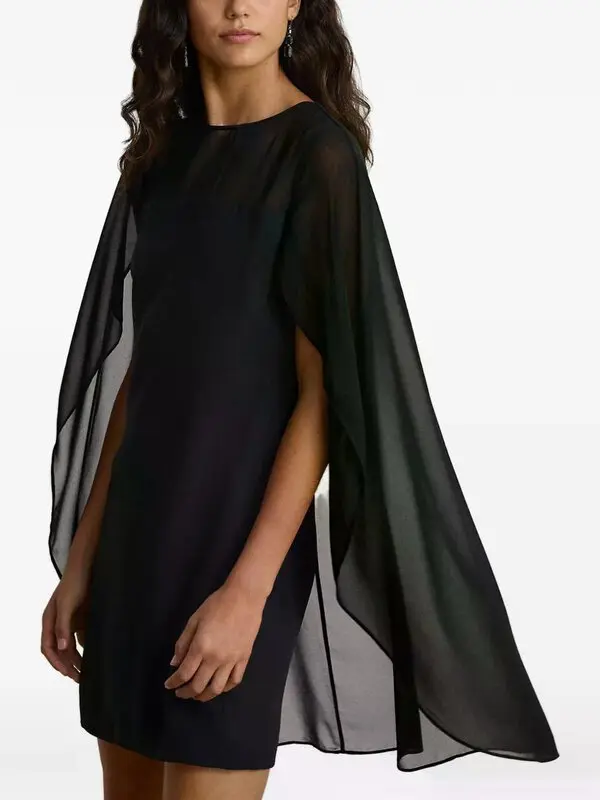 Ralph Lauren Georgette Cape-overlay Mini Dress - Black