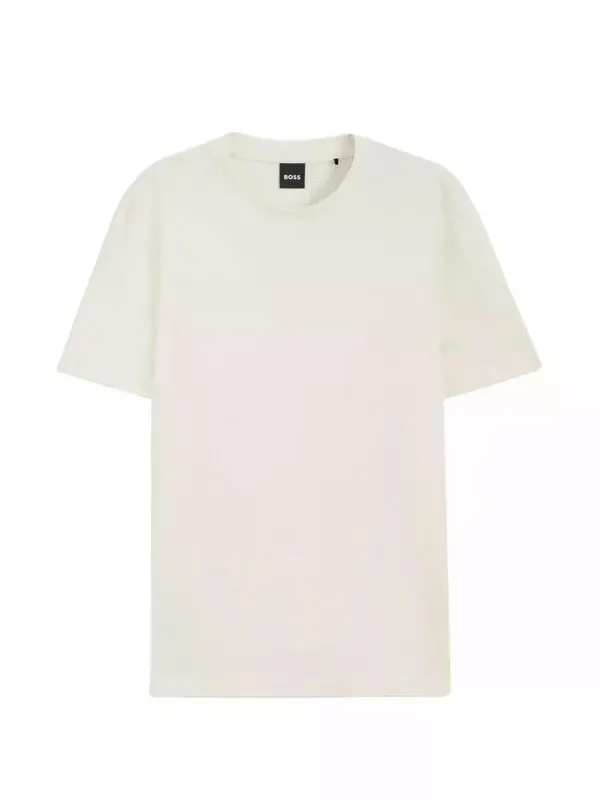 BOSS Bubble-jacquard Structure T-shirt In A Cotton Blend - Neutrals