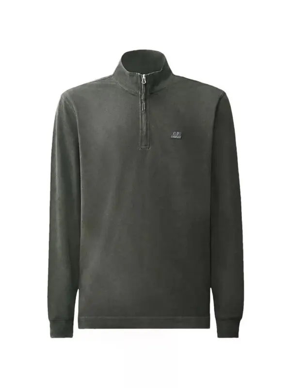 C.P. COMPANY Stretch Piquet Long Sleeve Half Zip Polo