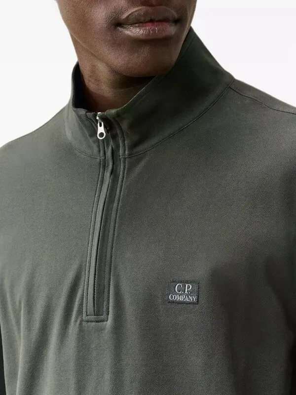 C.P. COMPANY Stretch Piquet Long Sleeve Half Zip Polo
