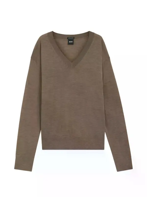 BOSS V-neck Pullover Sweater - Brown