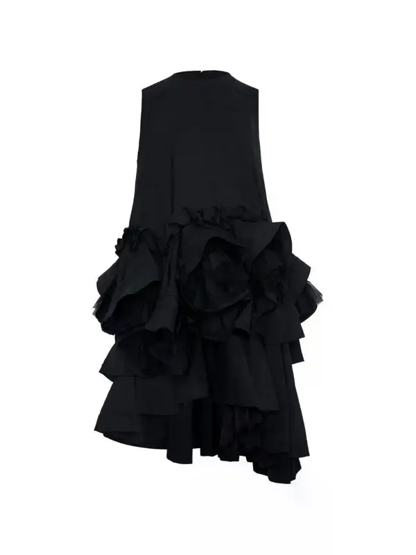 Noir Kei Ninomiya Cascading Ruffled Sleeveless Midi Dress - Black