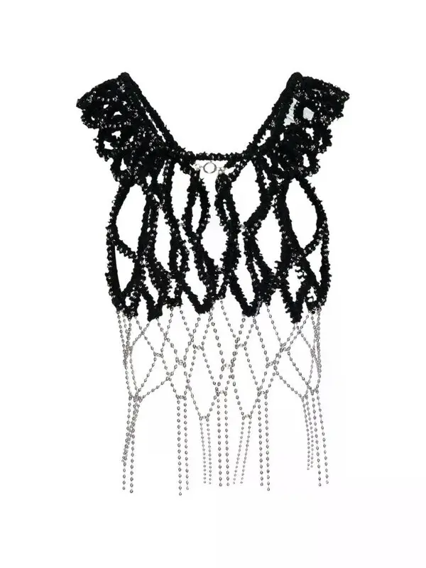 Noir Kei Ninomiya Crochet-knit Chain-fringe Harness