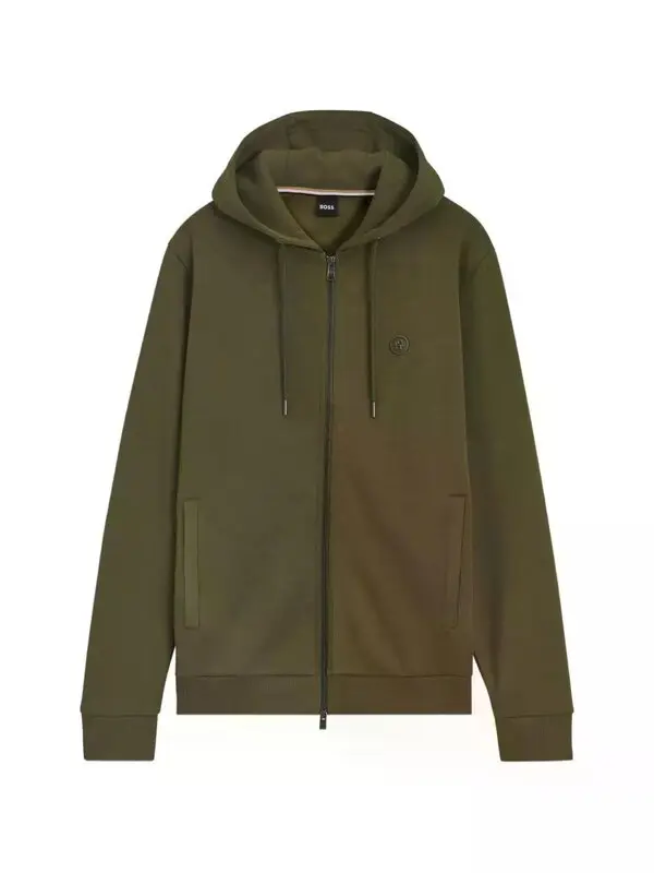 BOSS Cotton-blend Zip-up Monogram Hoodie